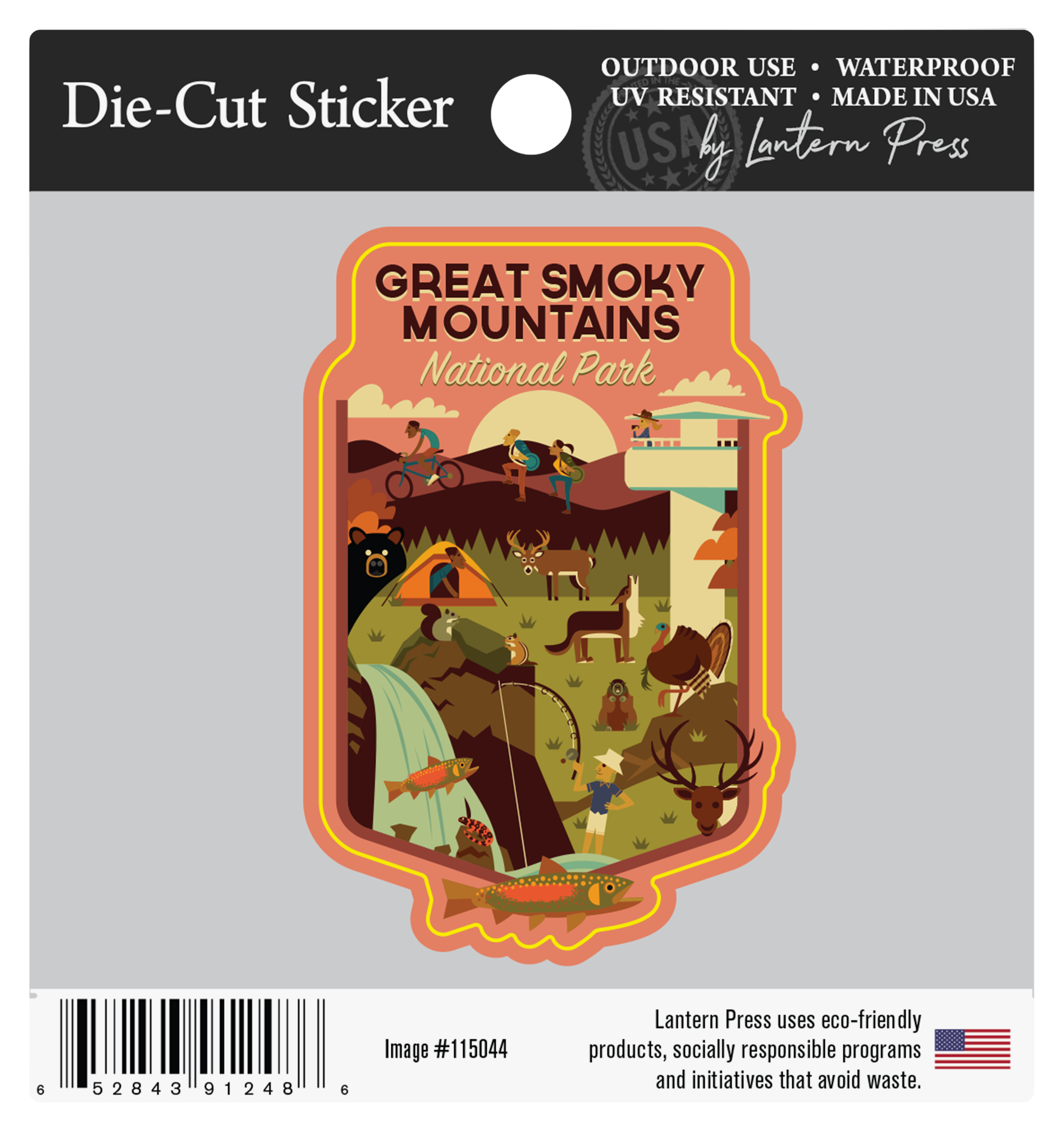 Lantern Press Great Smoky Mountains National Park Art Deco Die-Cut ...